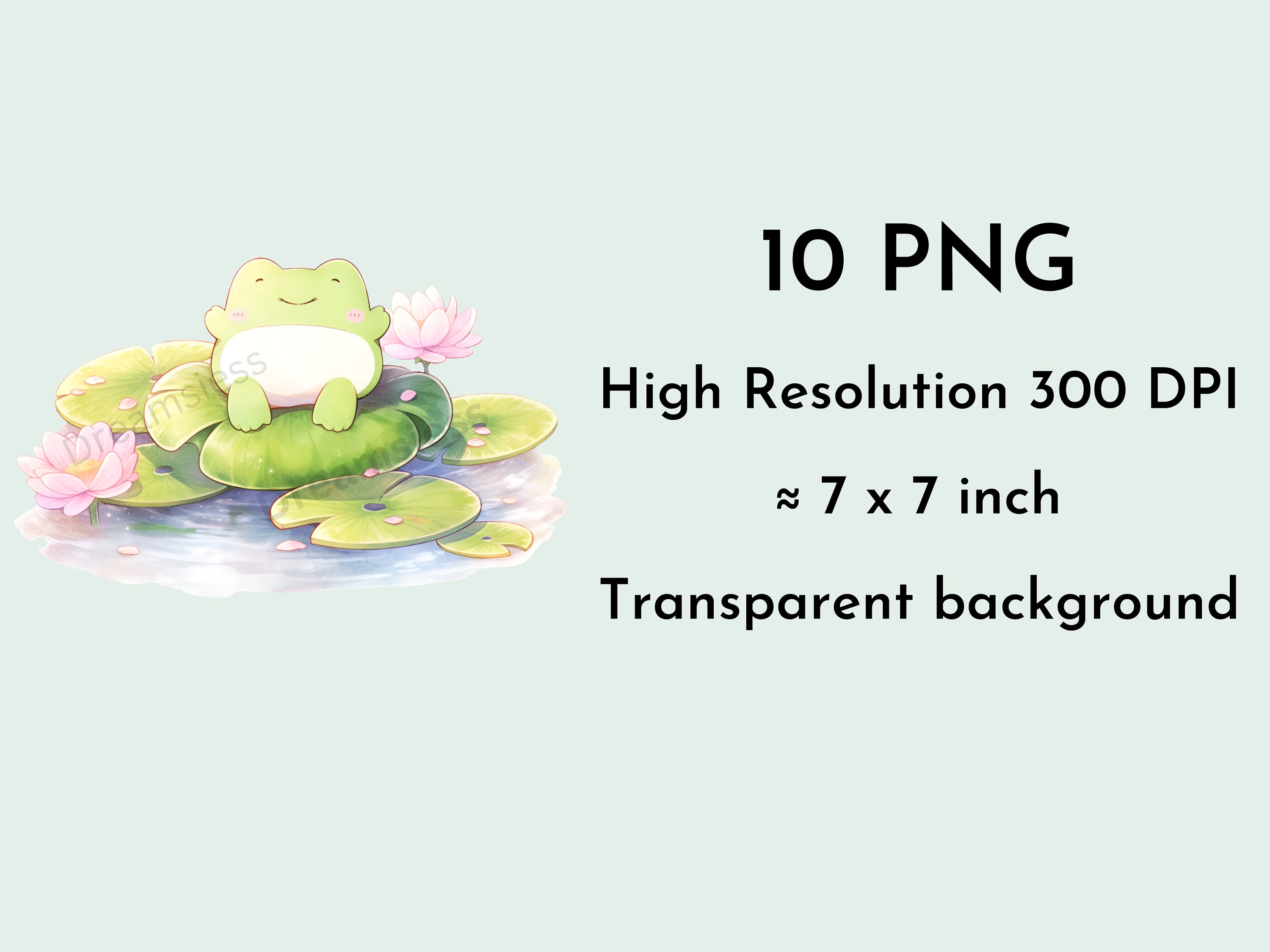 Watercolor Kawaii Frog Clipart | Cute Frog on Lily Pad Clipart Bundle ...