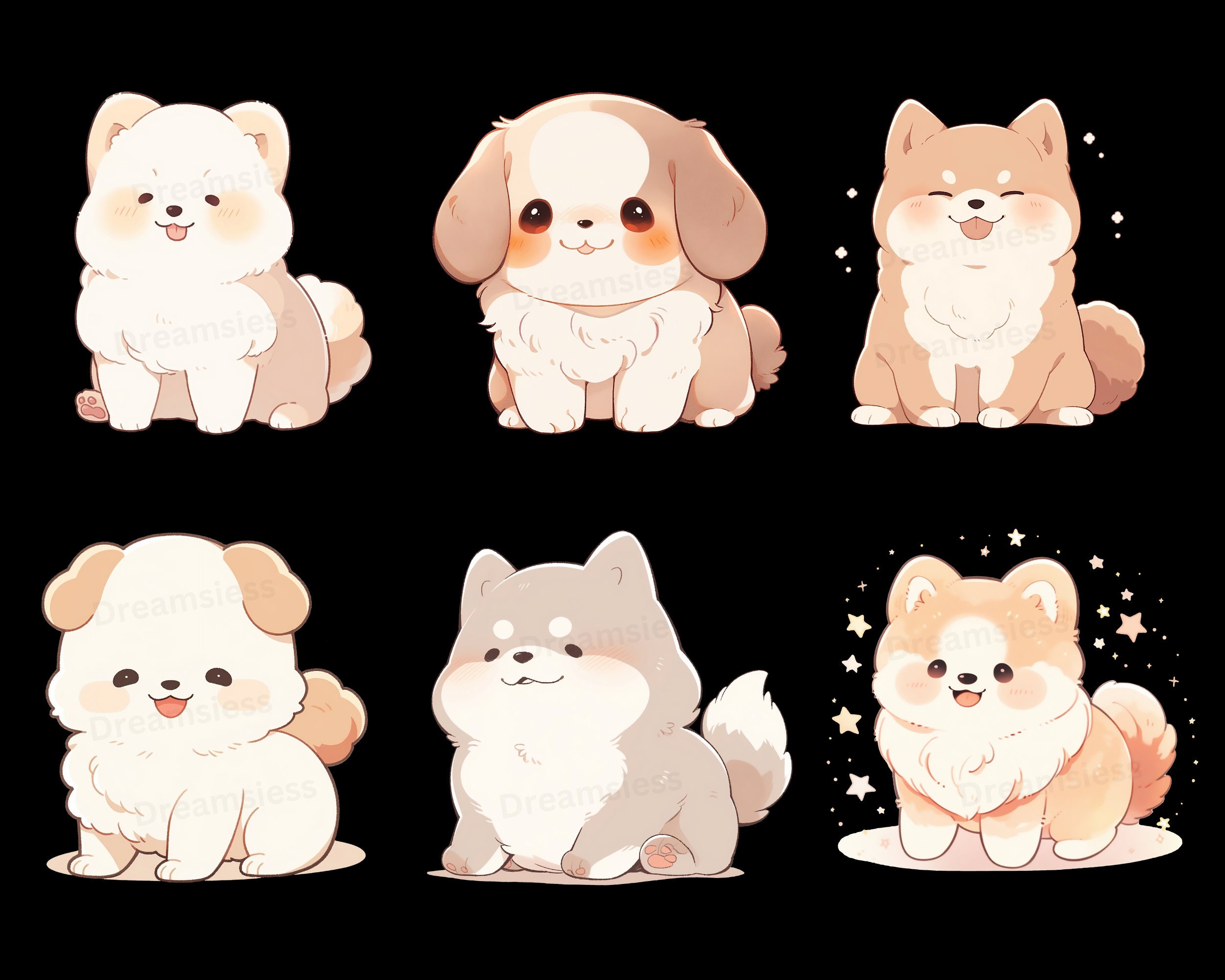 Kawaii Cute Puppy Dog Clipart | Adorable Puppy PNG Clipart | Commercial ...