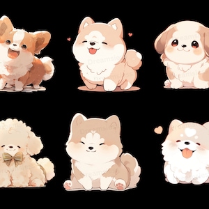 Kawaii Cute Puppy Dog Clipart | Adorable Puppy PNG Clipart | Commercial ...