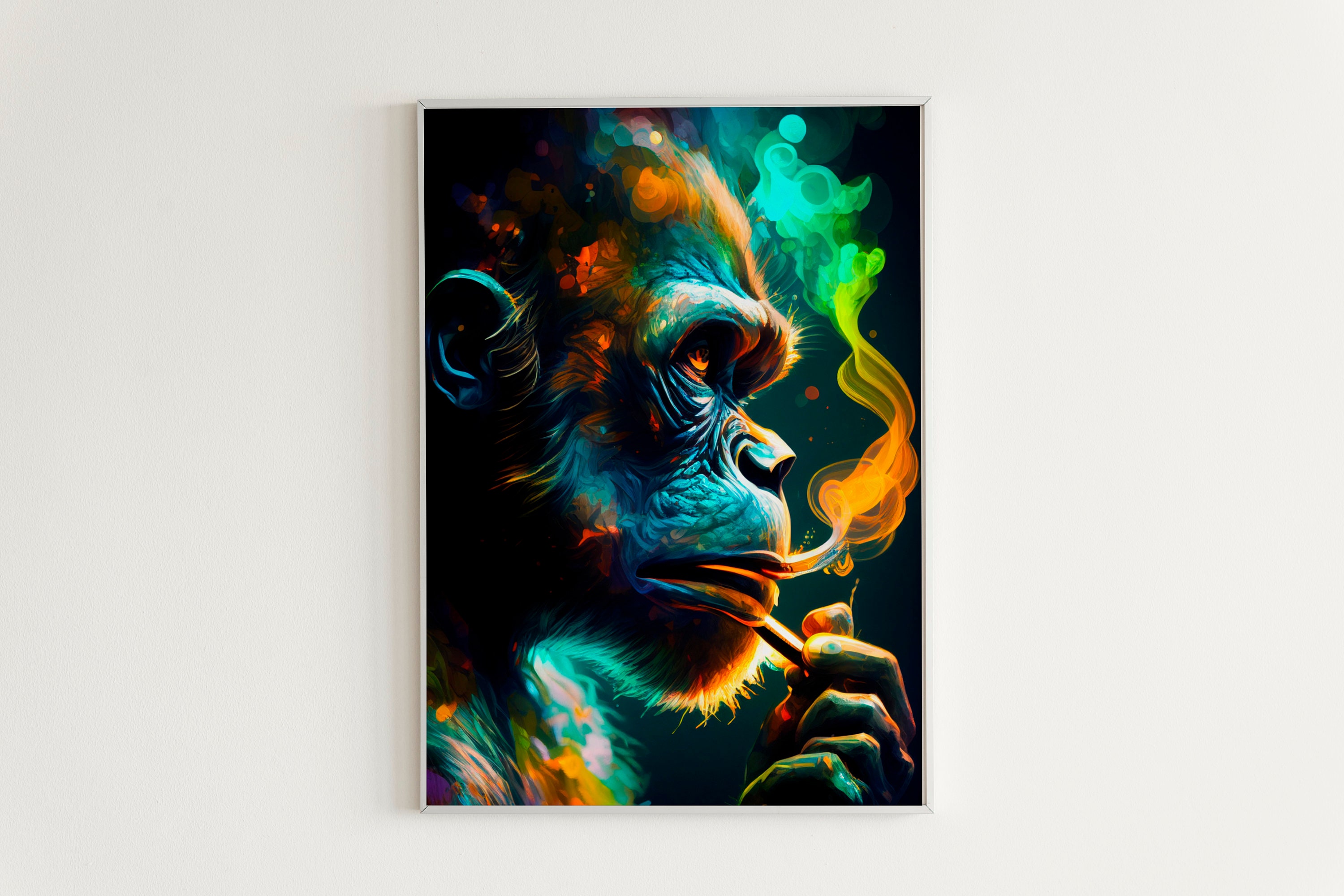 Smoking Monkey, Monkey Wall Decor, Colorful Art, Monkey Art, Wall Decor ...