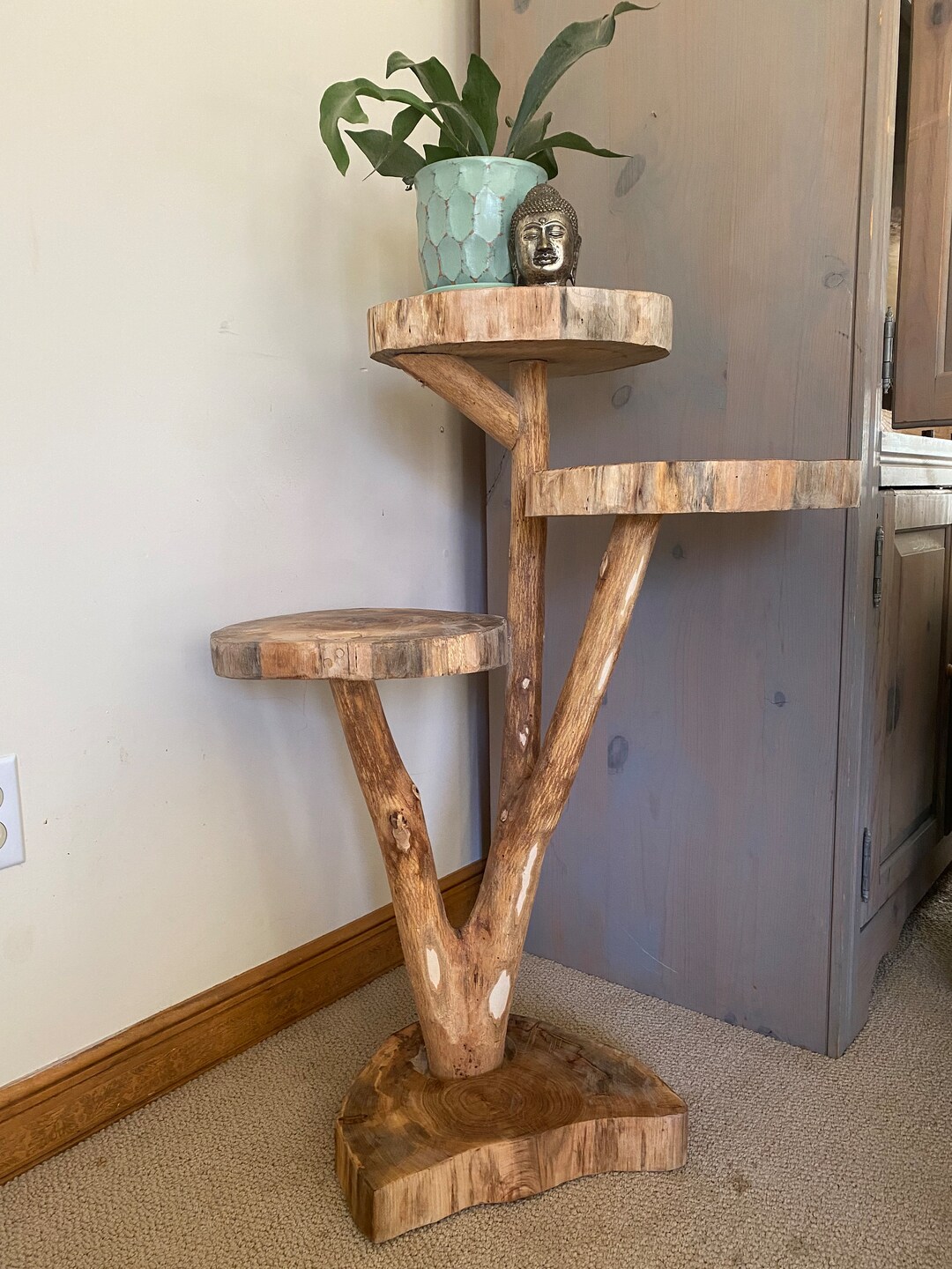 Live Edge Multi Tiered Plant Stand/end Table. Very Durable. Made With ...
