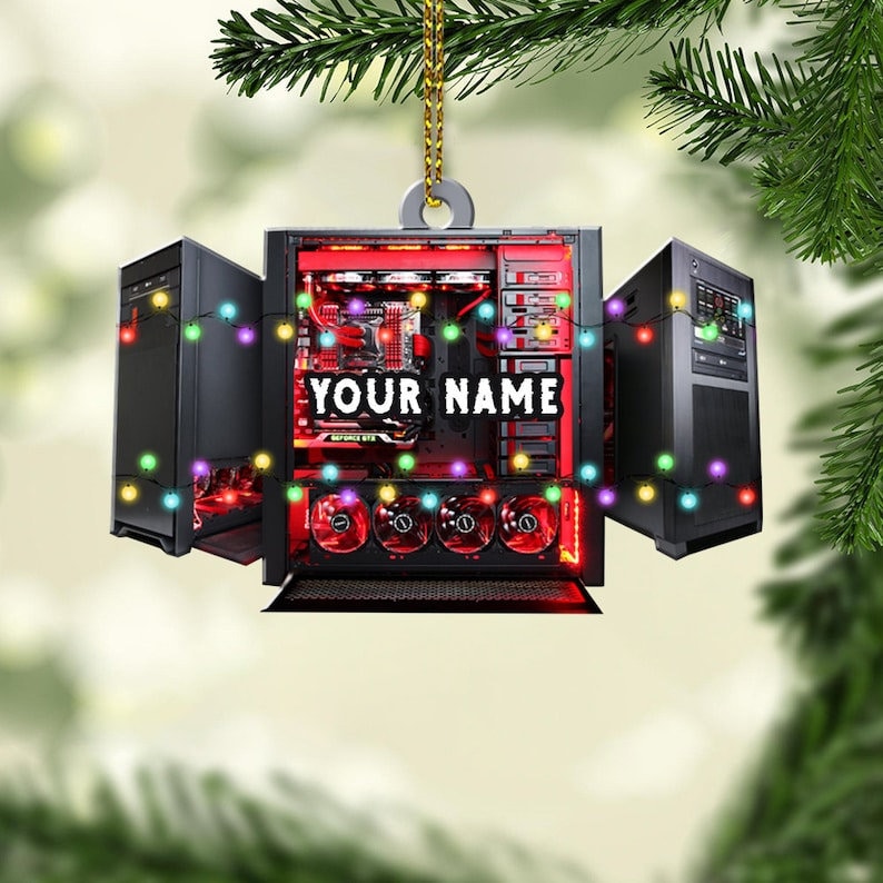Custom Gaming Computer Christmas Light Shape Flat Ornament - Etsy