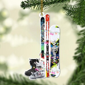 Personalized Snowboard Christmas Shape Flat Ornament - Etsy