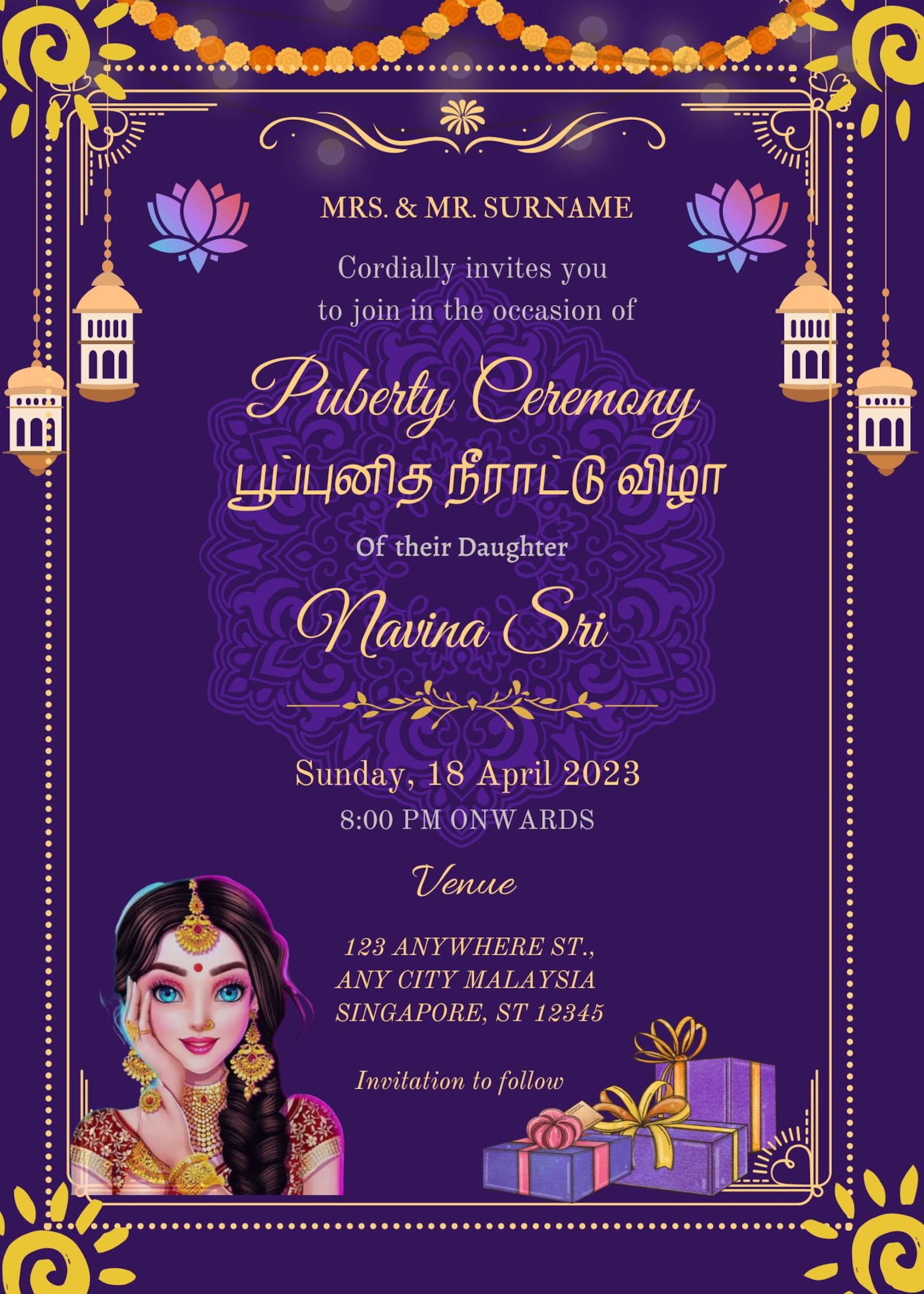 Puberty Ceremony Invitation - Etsy