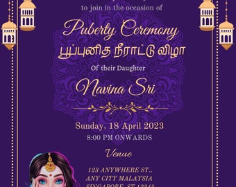 Half Saree Ceremony Invite, Half Saree Digital Invite, Tamil Ceremony ...