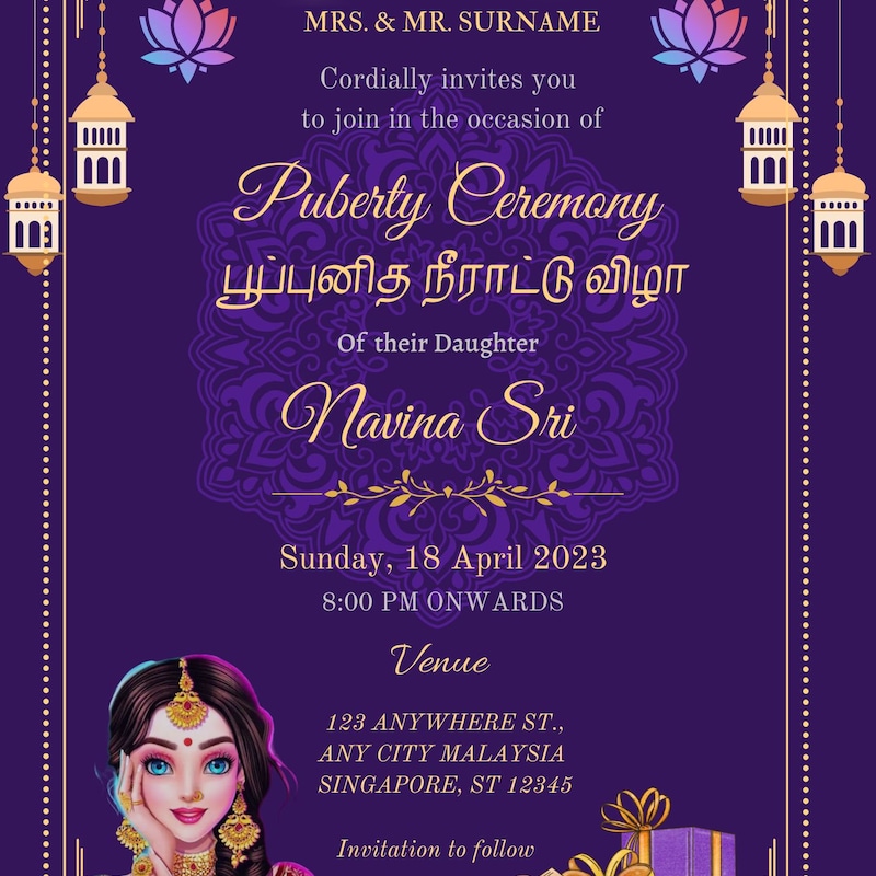 Puberty Ceremony Invitation - Etsy