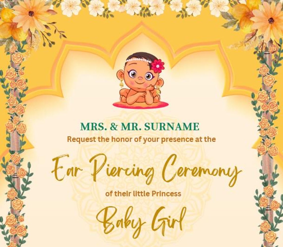 Ear Piercing Ceremony Invitation - Etsy