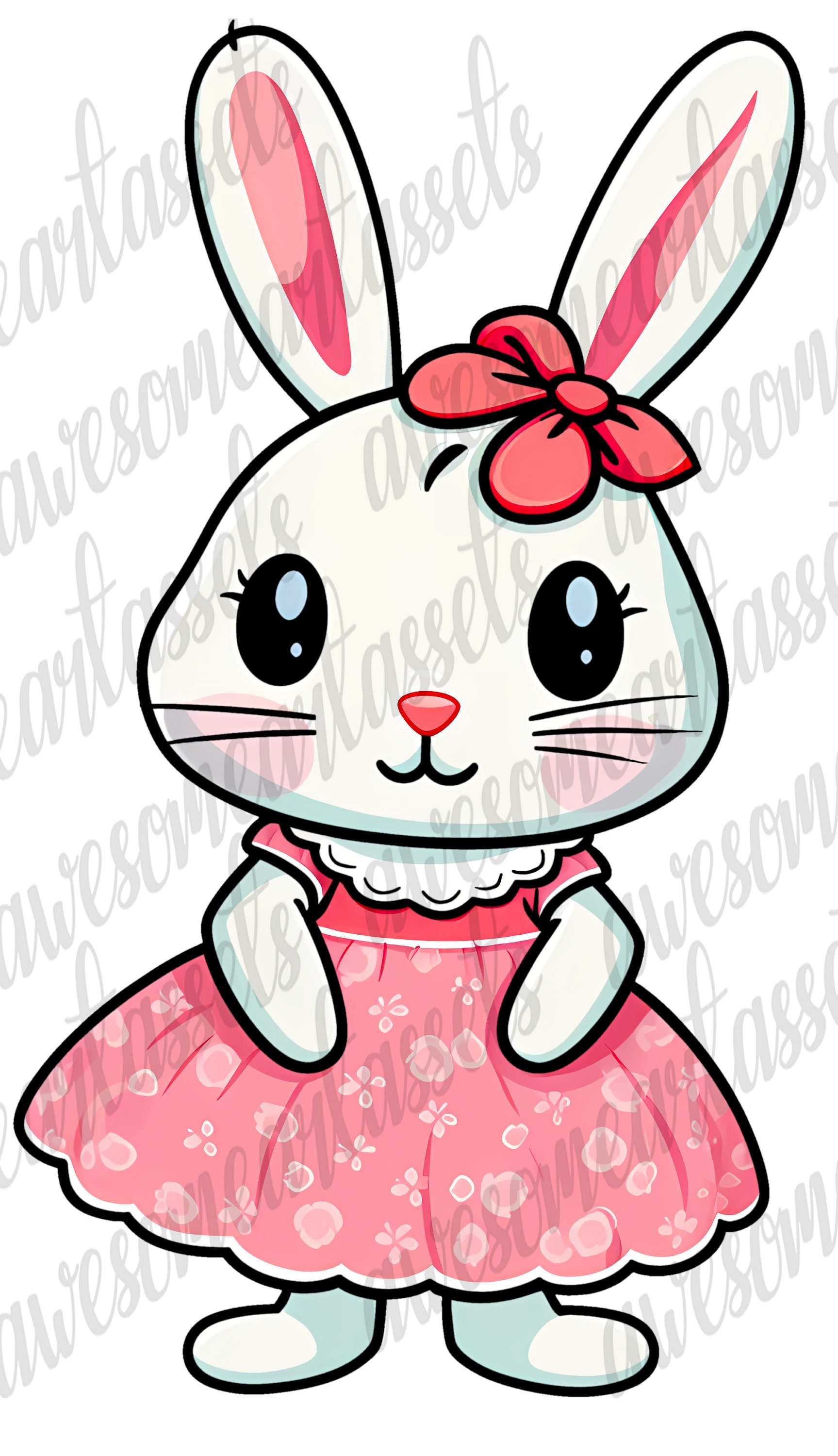 7-png Bundle Easter Bunny in Cute Floral Springtime Dress 7-300 DPI ...