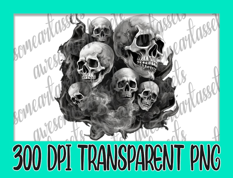 Smoky Skulls 300 DPI PNG Digital Art - Dark Mysterious Skulls With ...