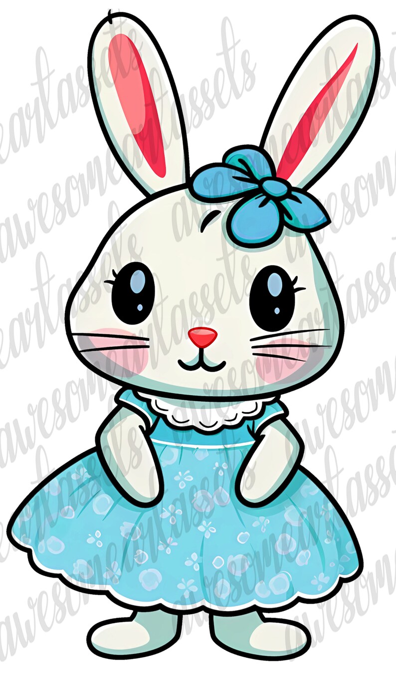 7-png Bundle Easter Bunny in Cute Floral Springtime Dress - 7-300 DPI ...