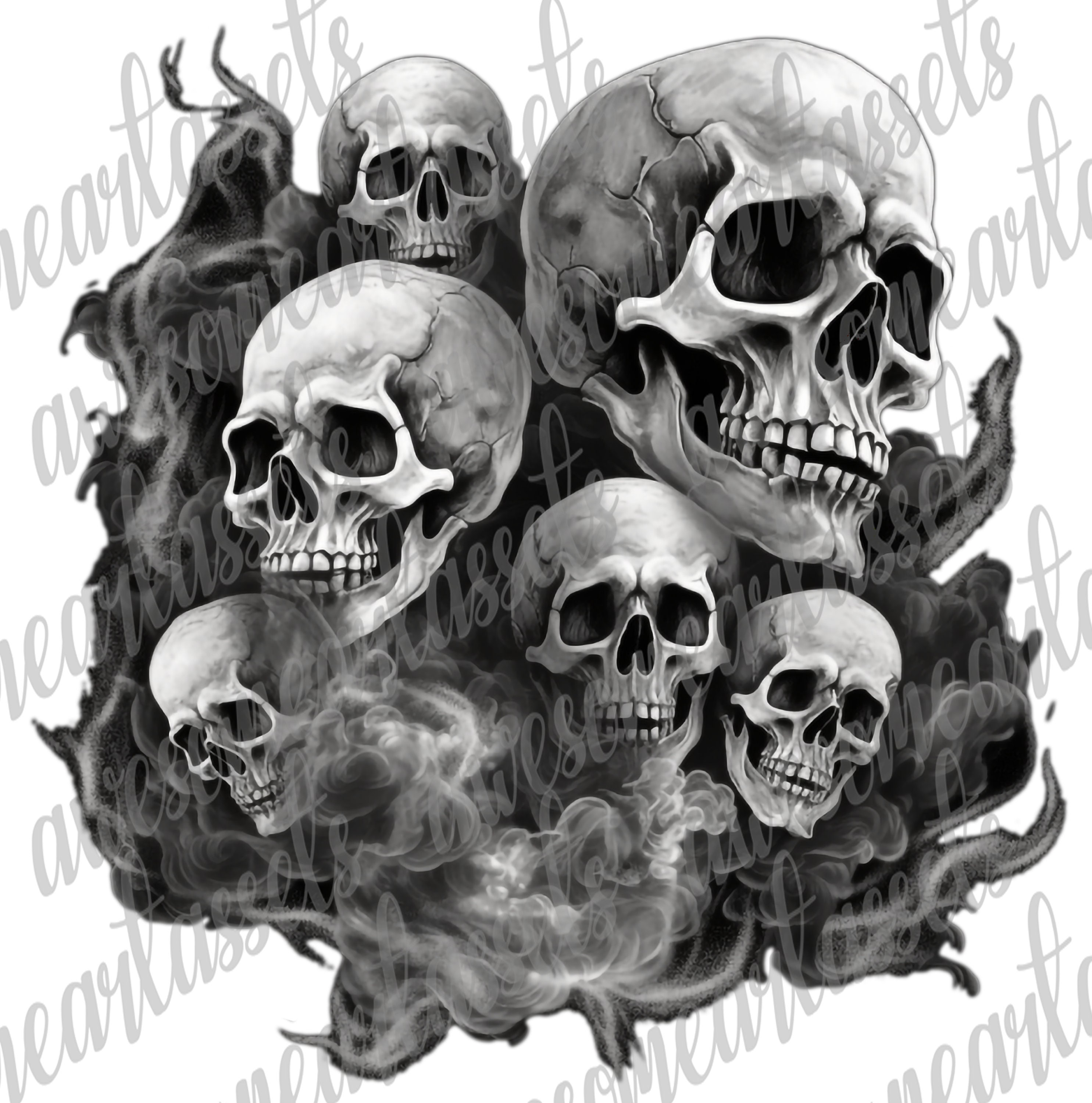 Smoky Skulls 300 DPI PNG Digital Art Dark Mysterious Skulls With ...