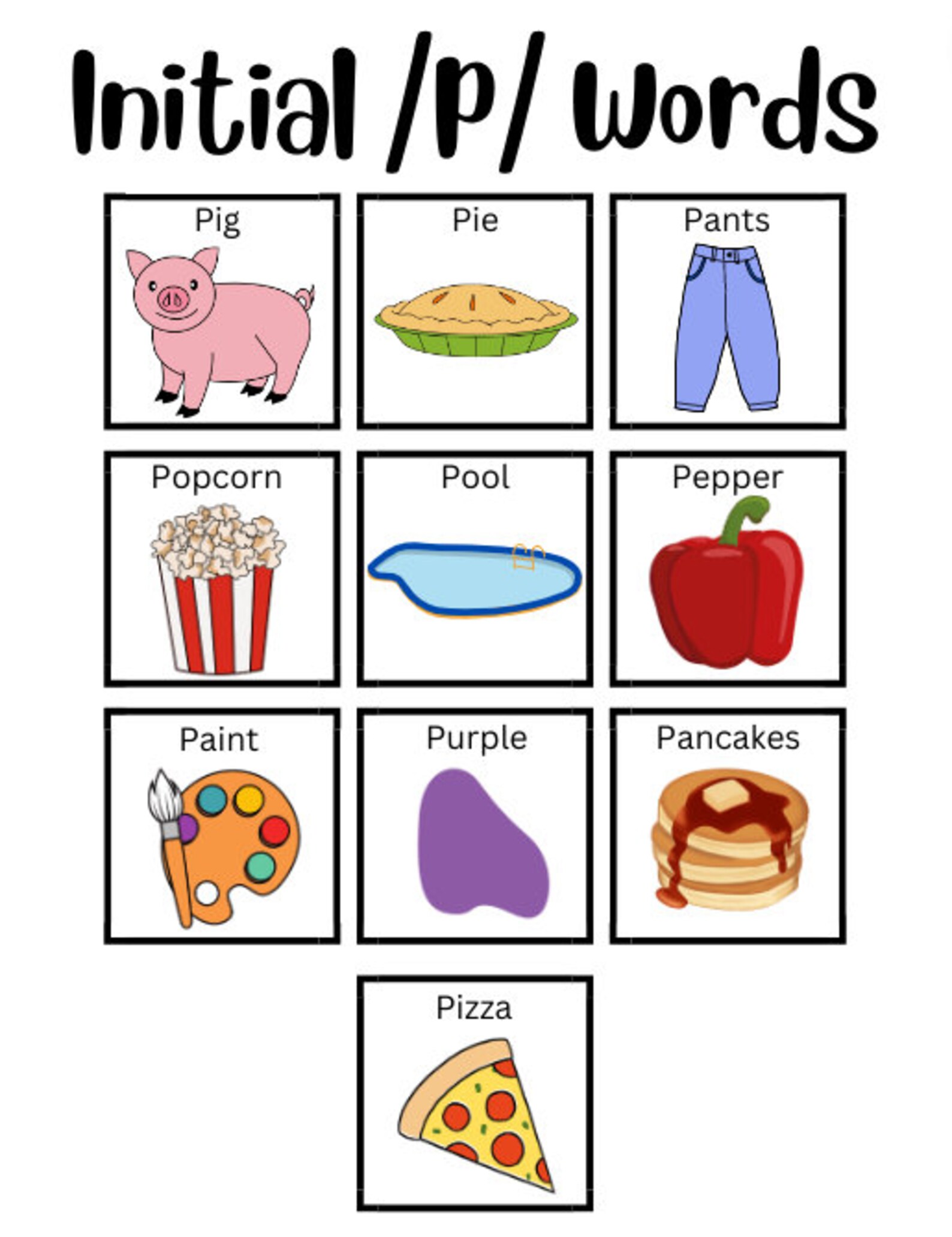 Bilabial /p, B, M/ Articulation Packets Flashcards, Worksheets & More ...