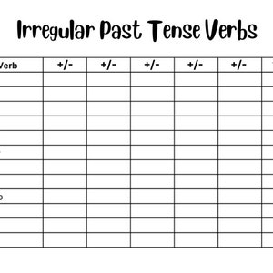 Irregular Past Tense Verbs Flashcards, Worksheets, Data Sheets & More ...