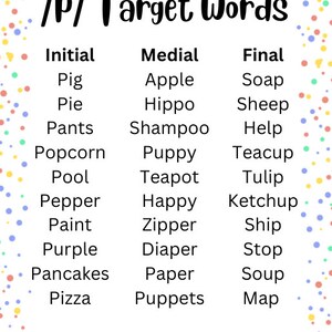 Bilabial /p, B, M/ Articulation Packets Flashcards, Worksheets & More ...