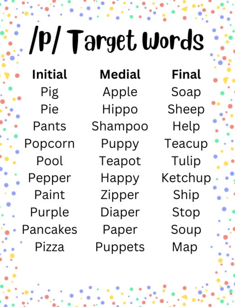 Bilabial /p, B, M/ Articulation Packets Flashcards, Worksheets & More ...