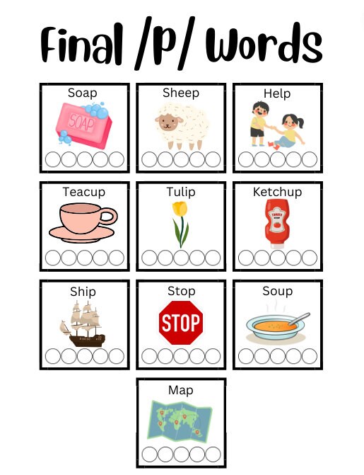 Bilabial /p, B, M/ Articulation Packets Flashcards, Worksheets & More ...