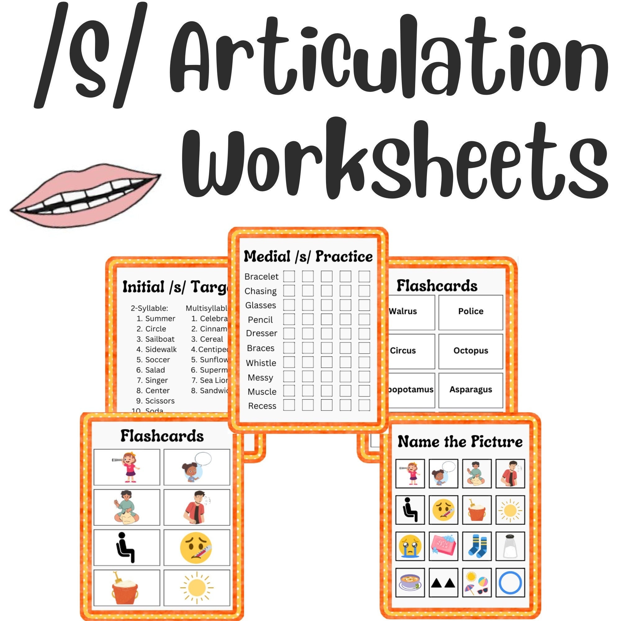 Articulation /S/ Drill Practice, Flashcards & Activities Bundle - Etsy