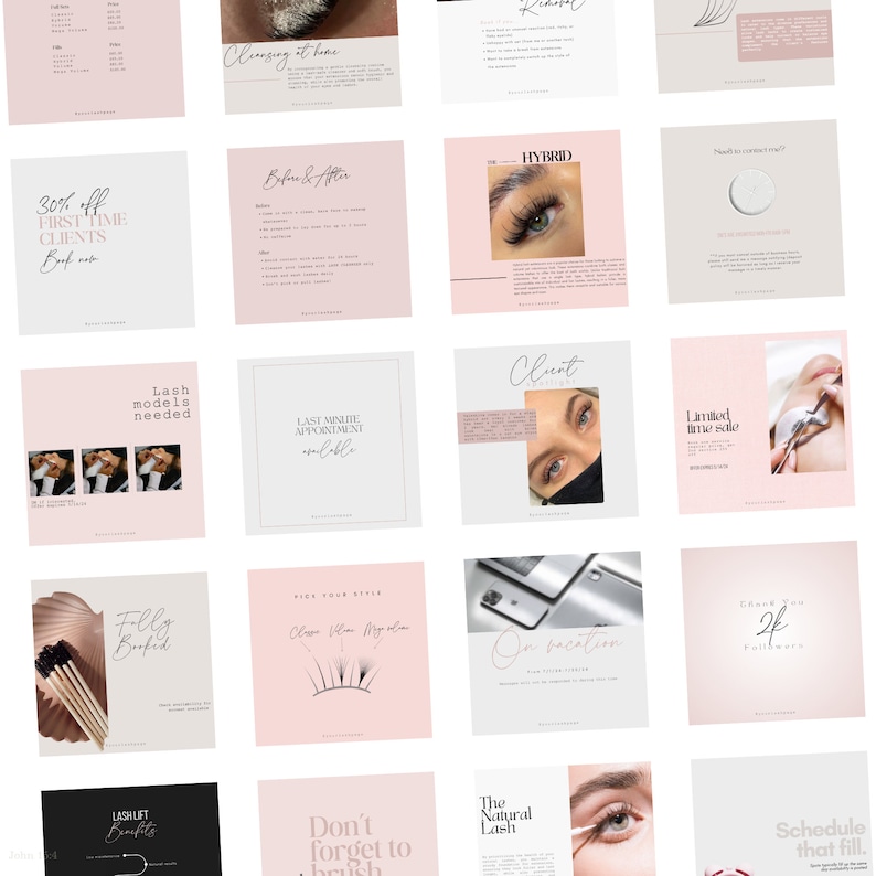 200 Instagram Lash Tech Templates, 2024 Lash Tech Content, Lash ...