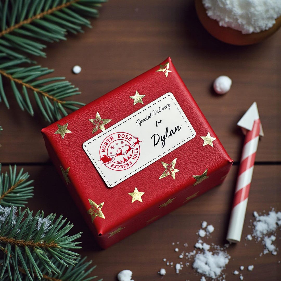 Personalised North Pole Stickers | Custom Santa Gift Tags | Christmas ...