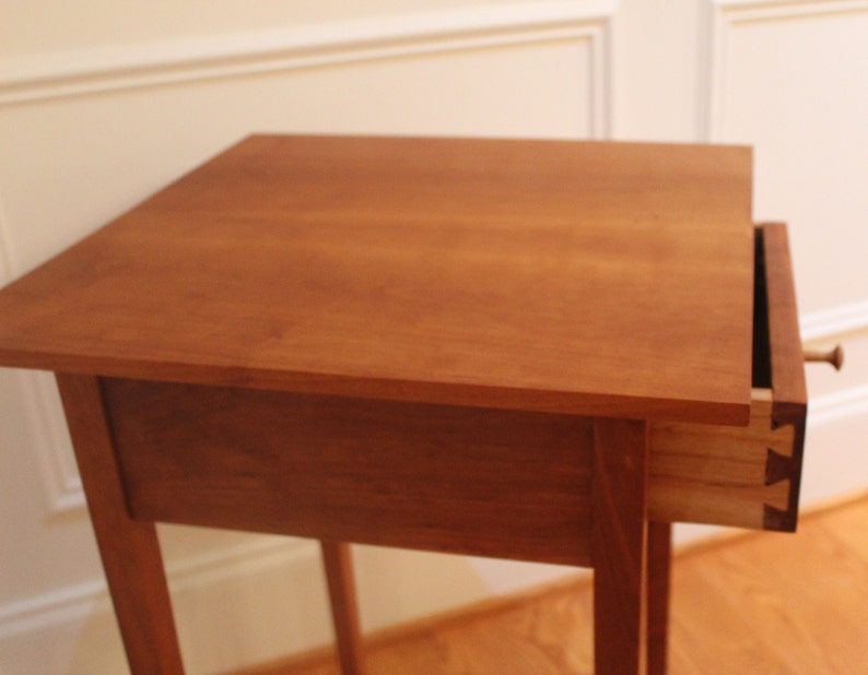 Elegant Solid Cherry Side Table Contemporary Shaker Inspired, Bedside ...