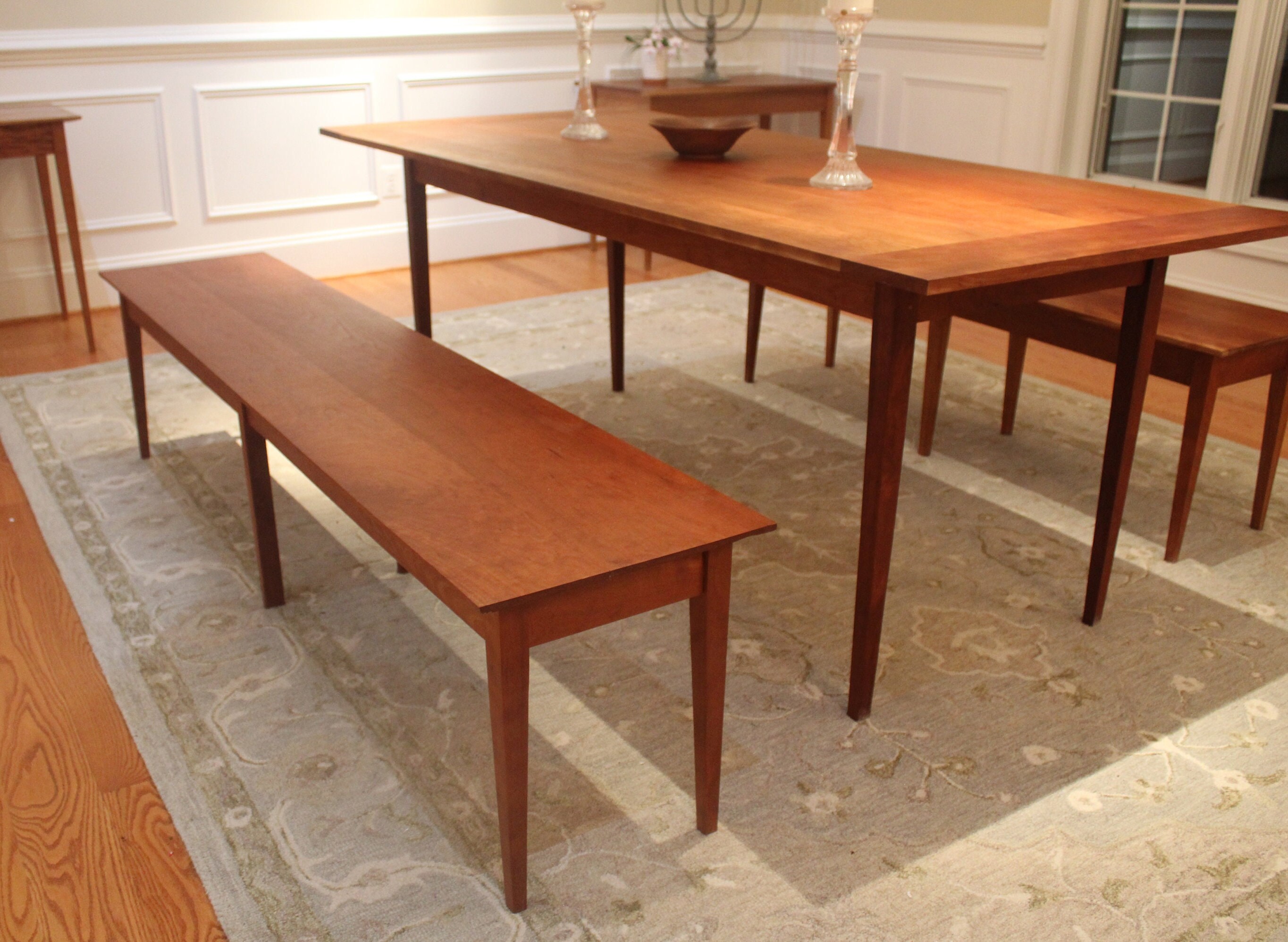 Elegant Solid Cherry, Dining Room Bench, Contemporary Shaker, Bedroom Bench, Mud Room Bench, - Etsy