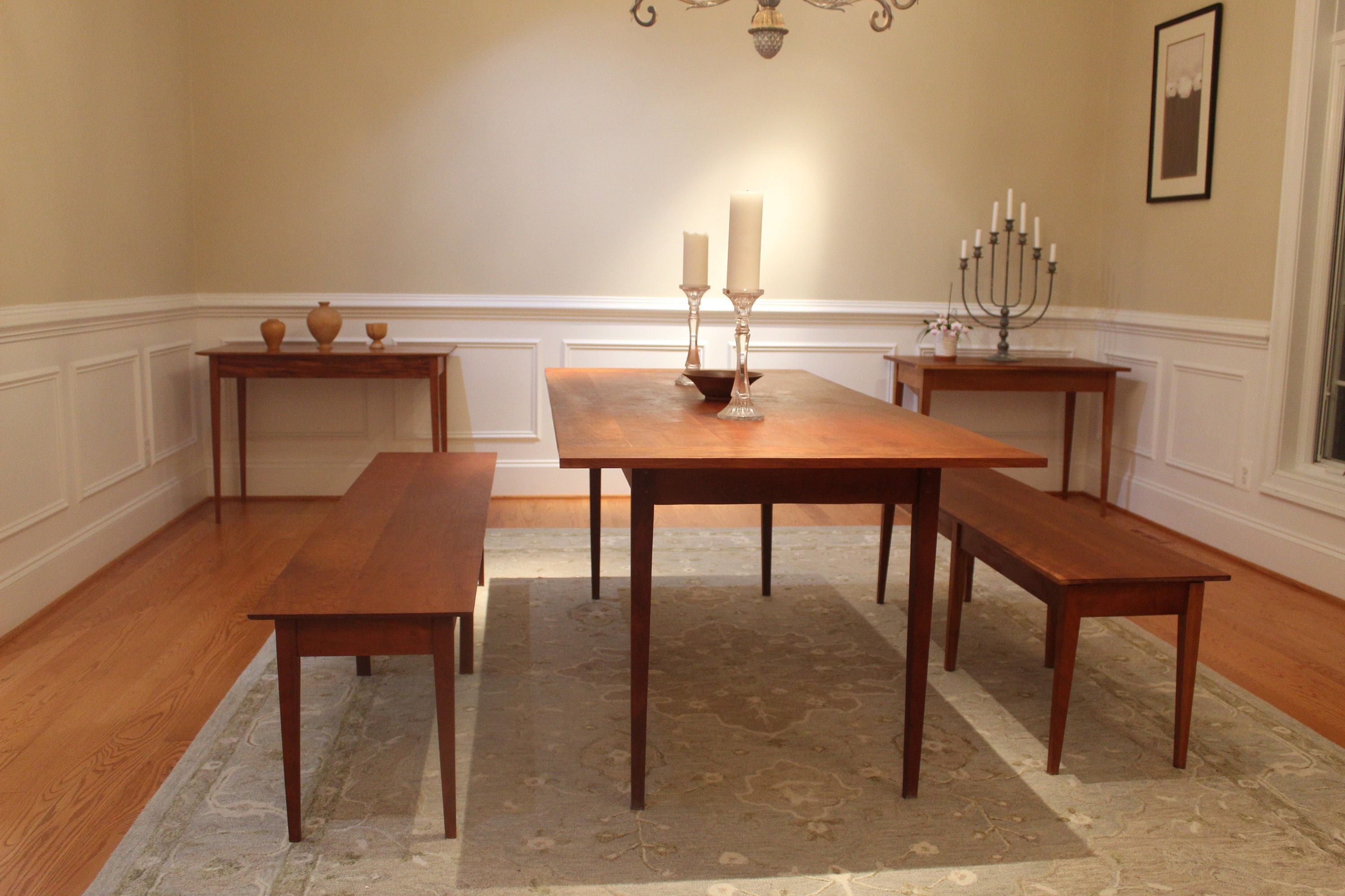 Elegant Solid Cherry Buffet Table Contemporary Shaker Inspired, Console ...