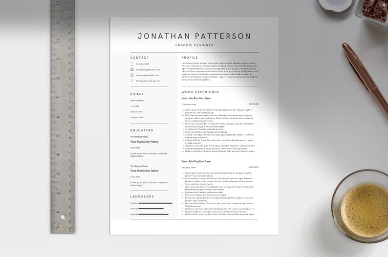 Professional Resume Template Editable CV Design Modern & Minimalist ...