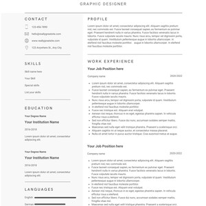 Professional Resume Template Editable CV Design Modern & Minimalist ...