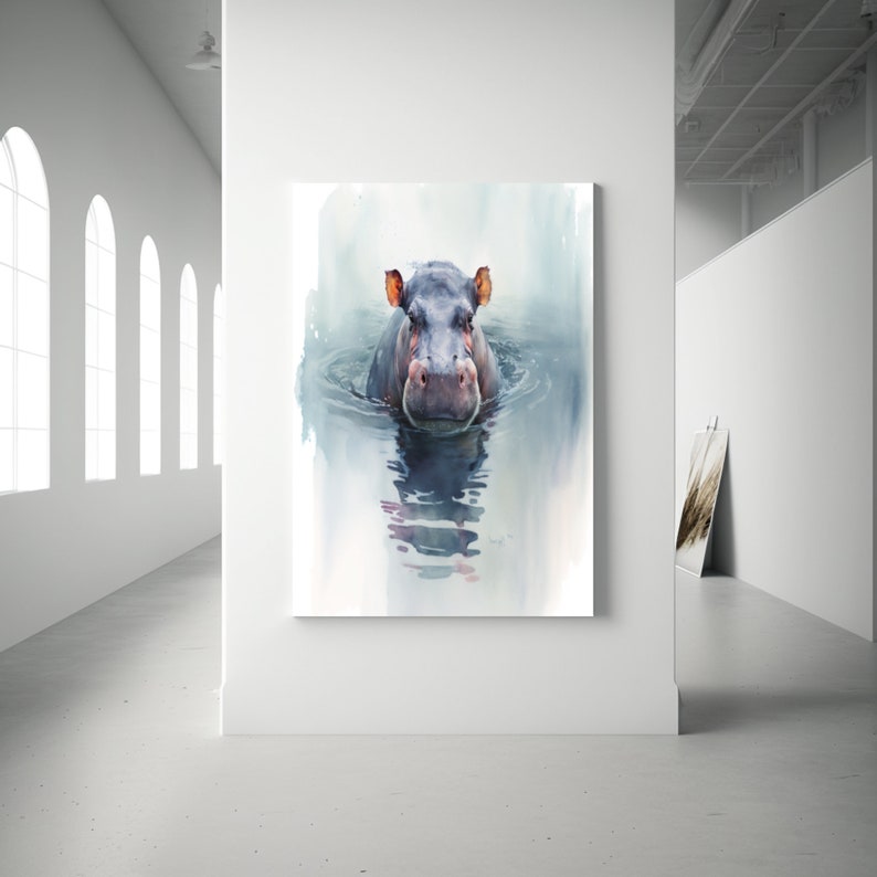 Hippo Color and Watercolor 2 Pack AI Digital Download Digital Art ...