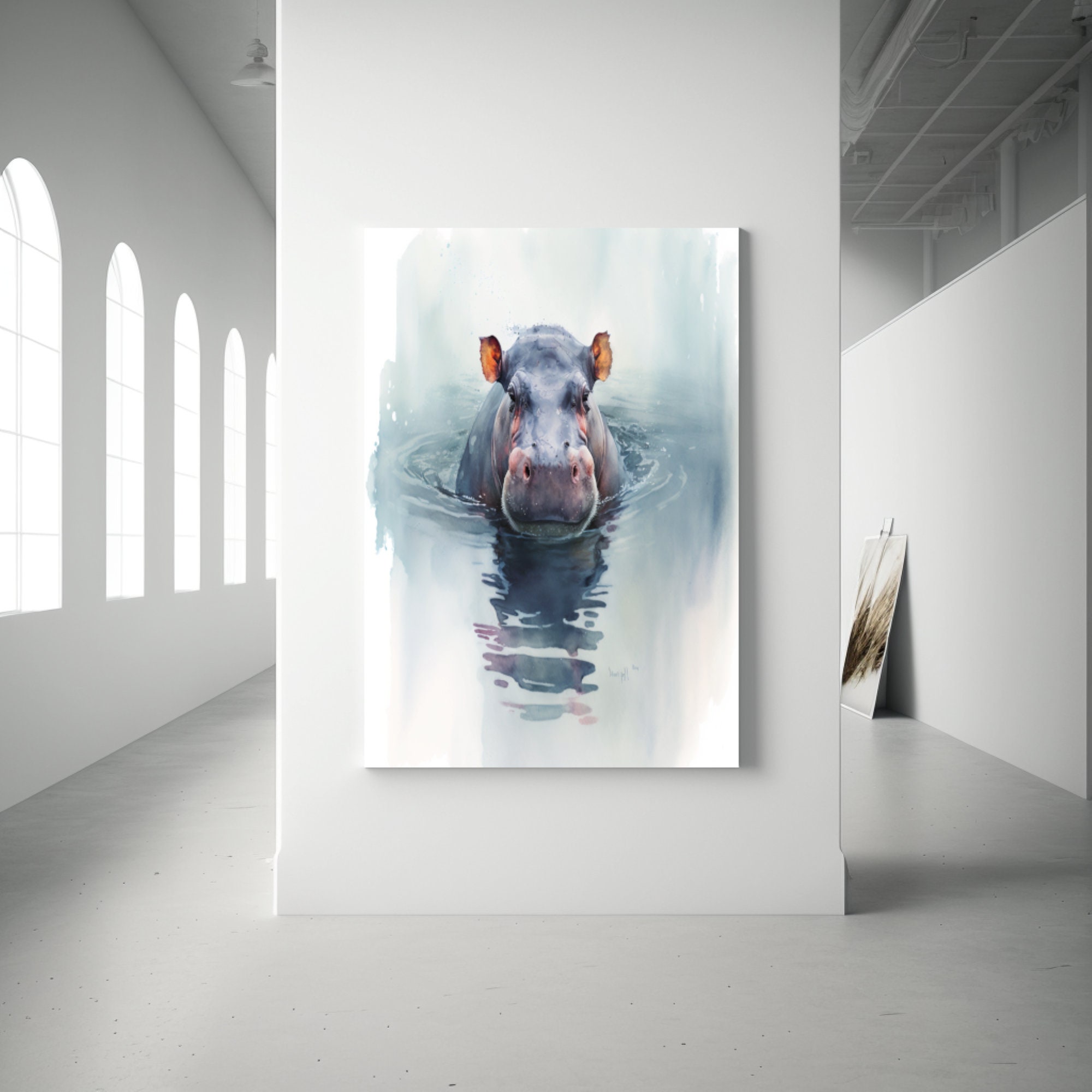 Hippo Color and Watercolor 2 Pack AI Digital Download Digital Art ...