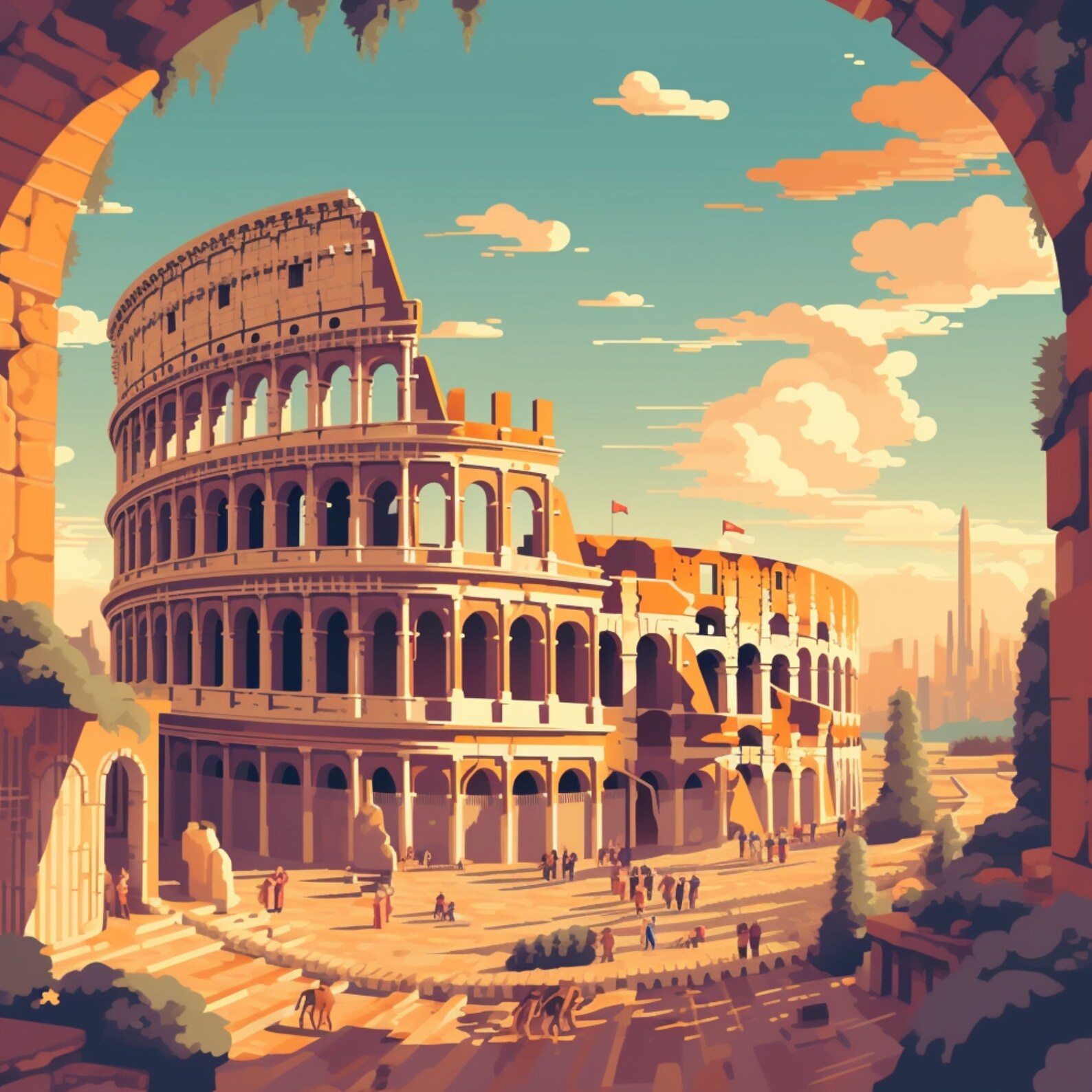 Colosseum Flat AI Digital Download Digital Art Digital Image Landmark ...