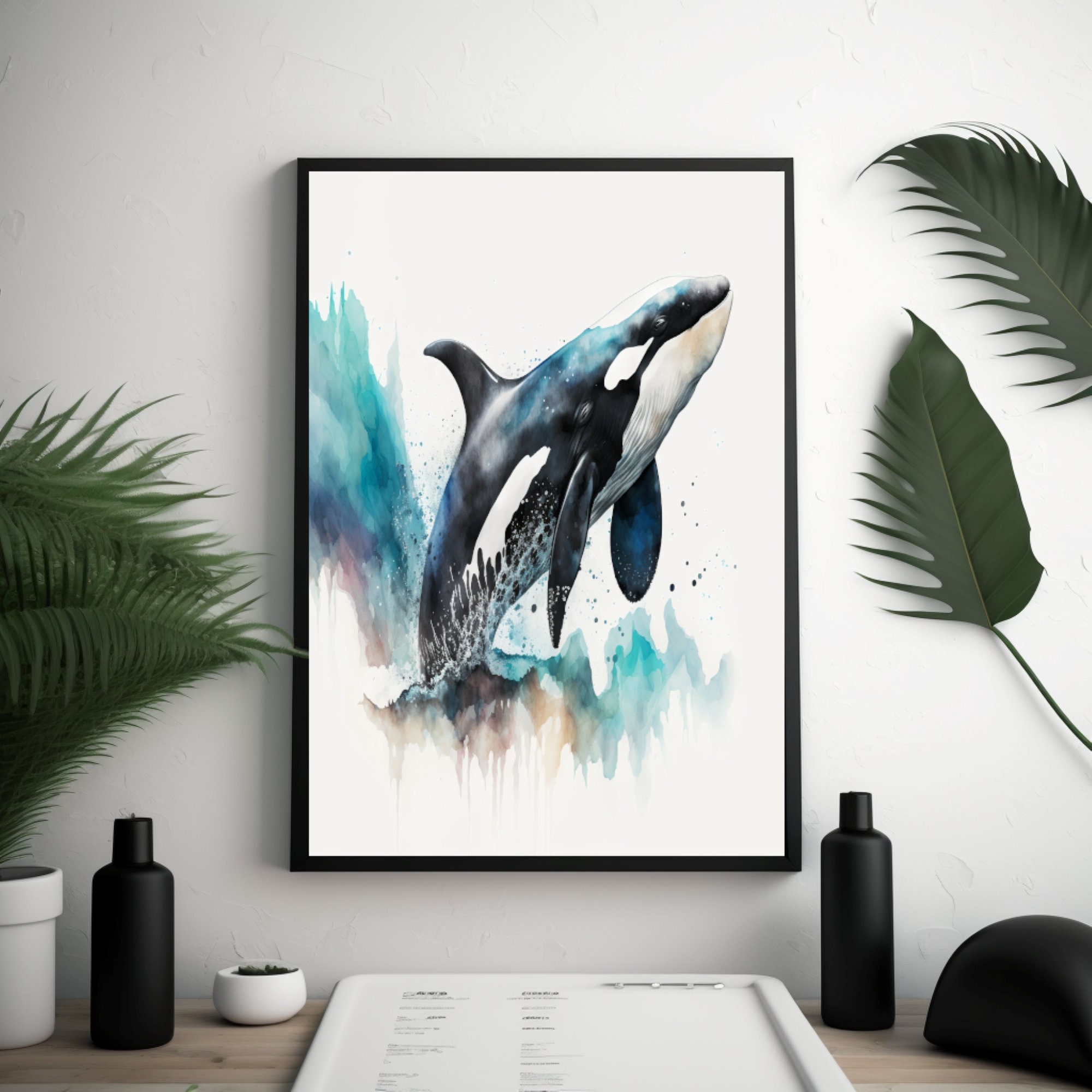 Orca Watercolor AI Digital Download Digital Art Animal Digital Image - Etsy