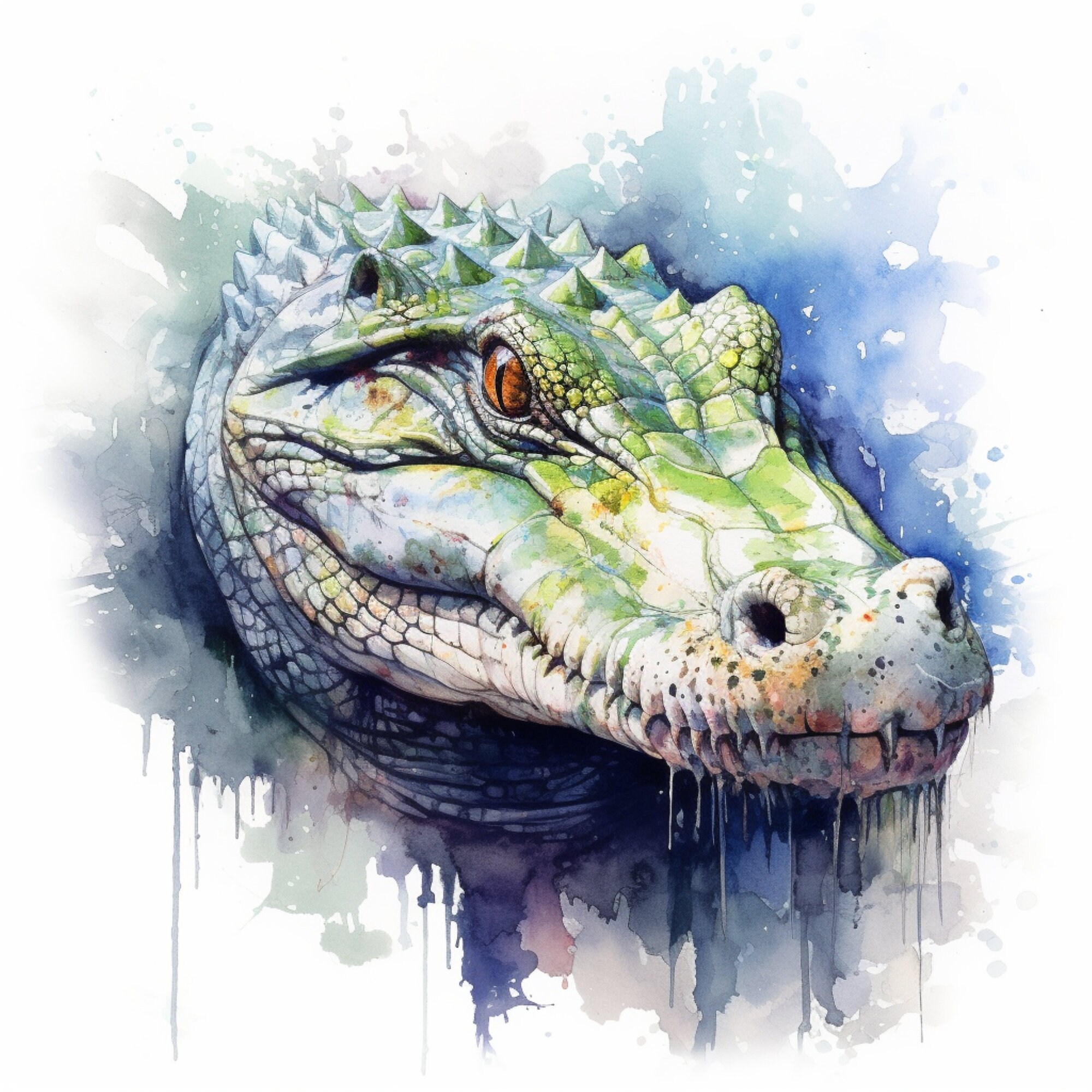 Crocodile Watercolor AI Digital Download Digital Art Animal Digital ...