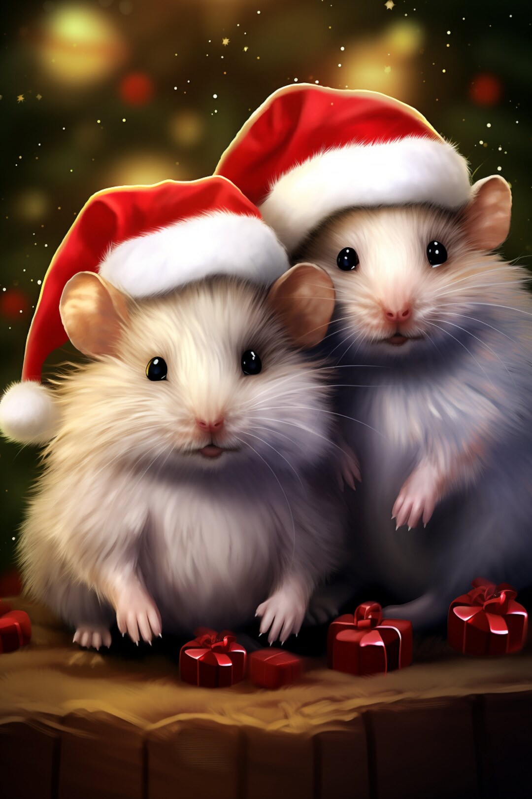 Christmas Mouse Santa Hat AI Digital Download Digital Art Digital Image ...