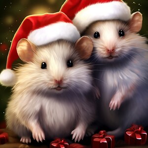 Christmas Mouse Santa Hat AI Digital Download Digital Art Digital Image ...