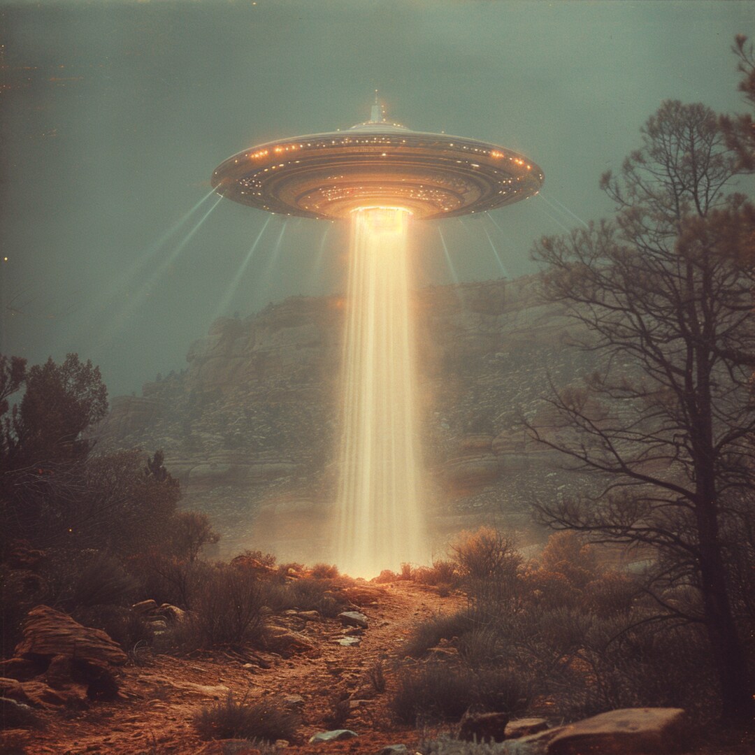 Mystical UFO Abduction Scene Sci-fi Digital Art AI Digital Download ...
