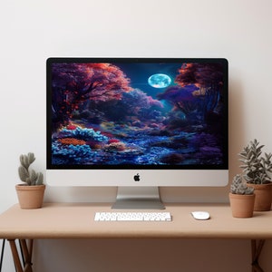 Luminous Dreamscape: A Moonlit Fantasy Forest Digital Art AI Digital ...