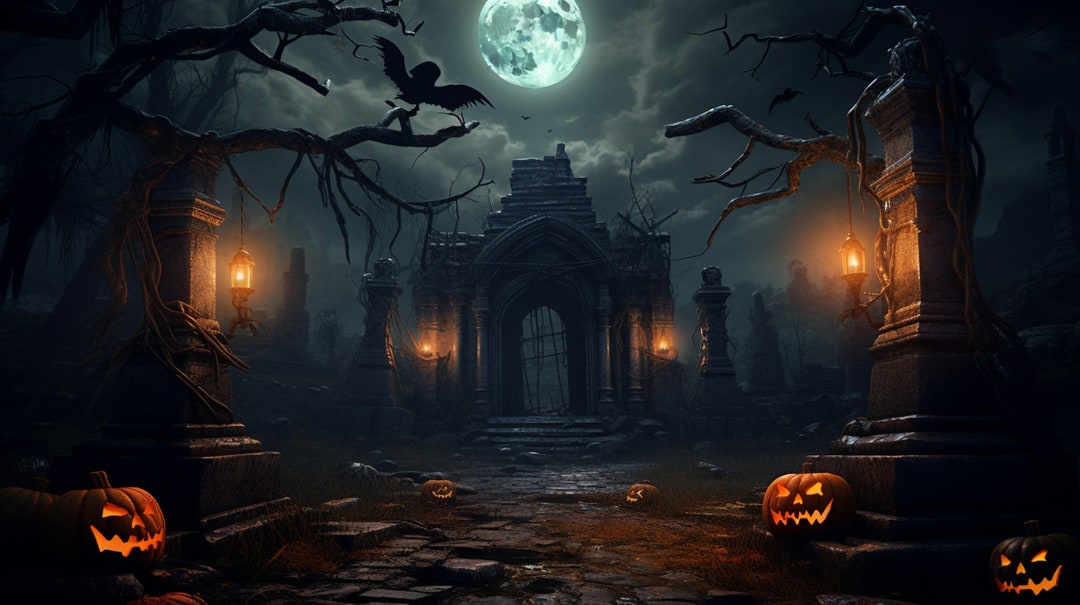 Halloween Graveyard AI Digital Download Digital Art Digital Image ...
