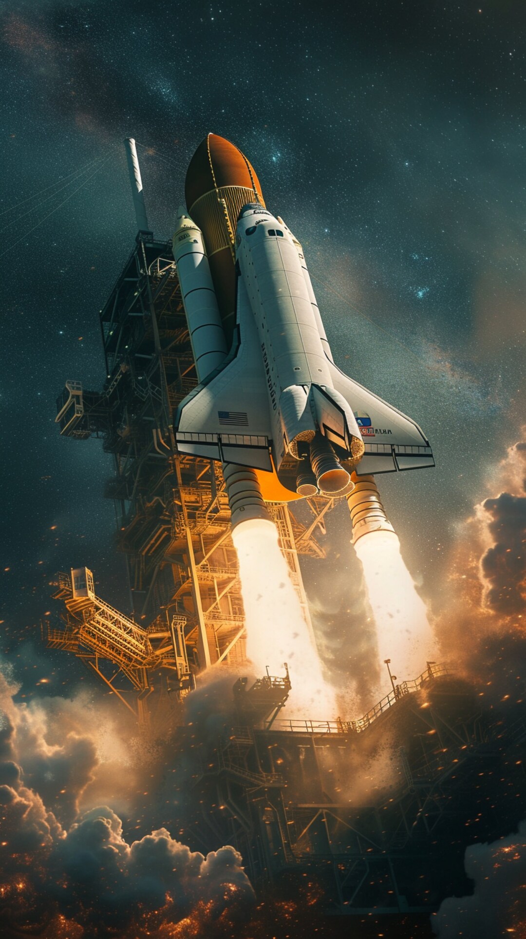 Stunning Space Shuttle Launch Print Captivating Cosmic Digital Art AI ...