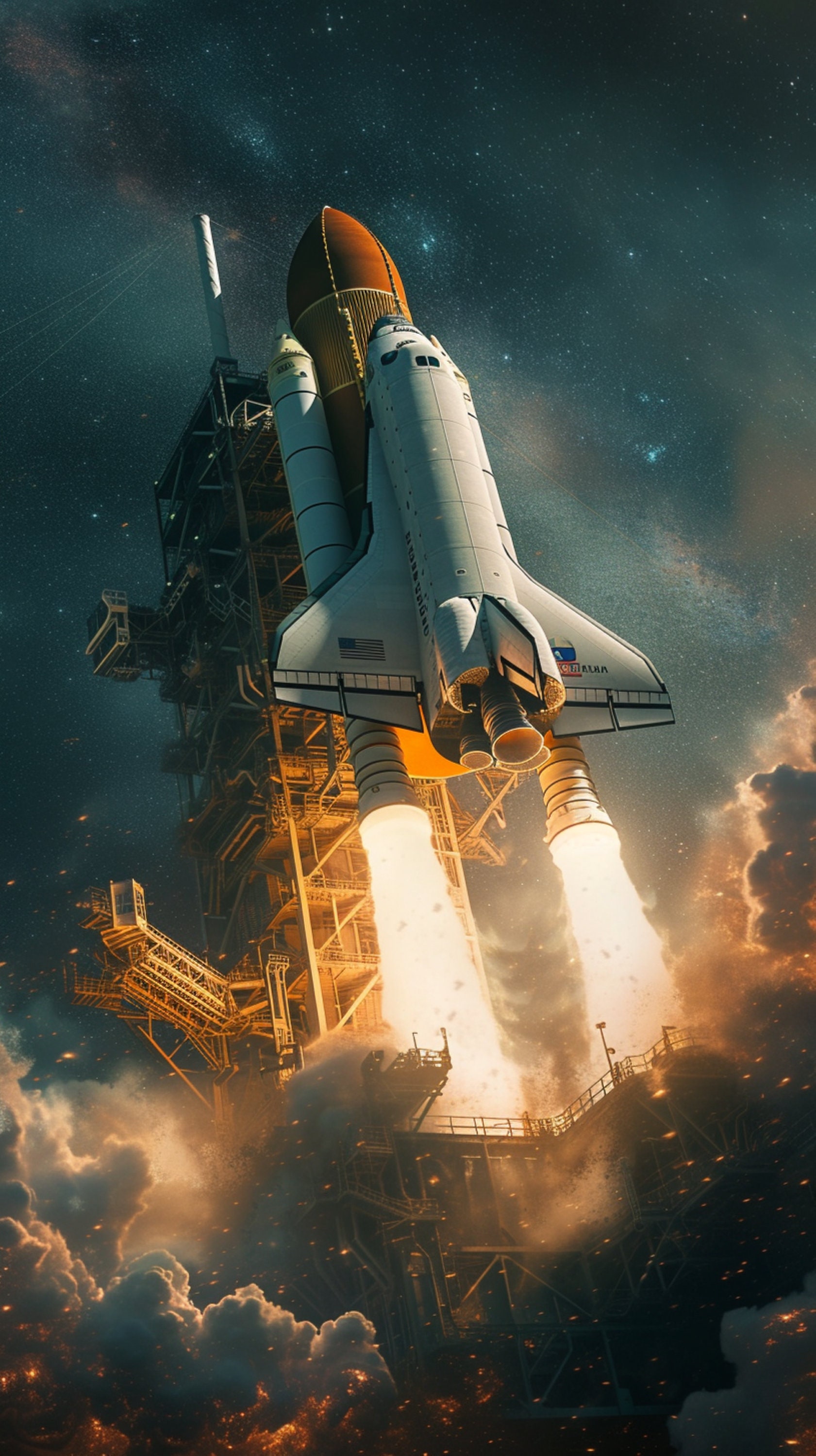 Stunning Space Shuttle Launch Print Captivating Cosmic Digital Art AI ...