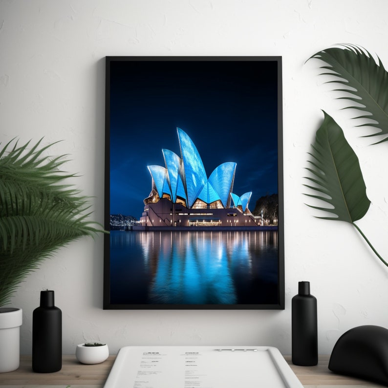 Sydney Opera House Blue AI Digital Download Digital Art Digital Image ...
