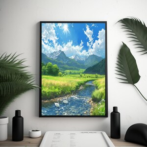 Luminous Valley Retreat Digital Art AI Digital Download Digital Art ...