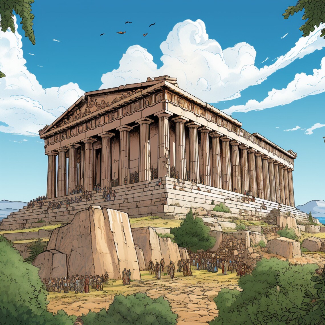 Acropolis of Athens Comic AI Digital Download Digital Art - Etsy
