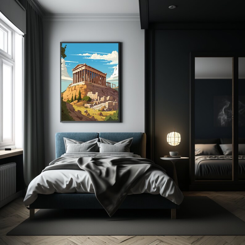 Acropolis of Athens Cartoon AI Digital Download Digital Art Digital ...