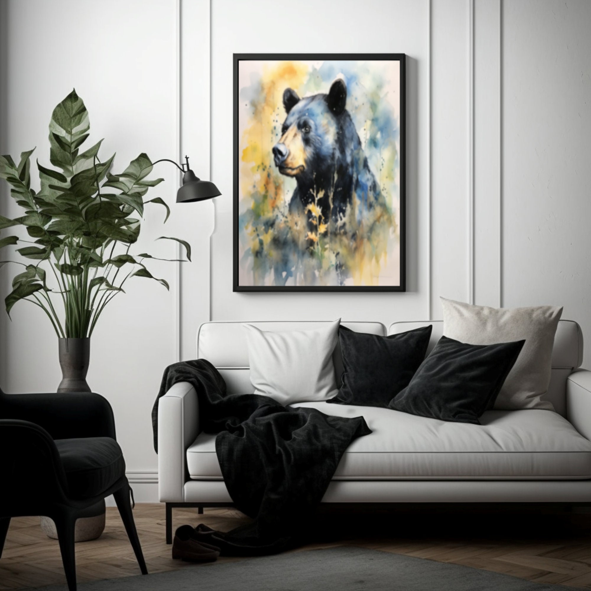 Black Bear Color and Watercolor 2 Pack AI Digital Download Digital Art ...