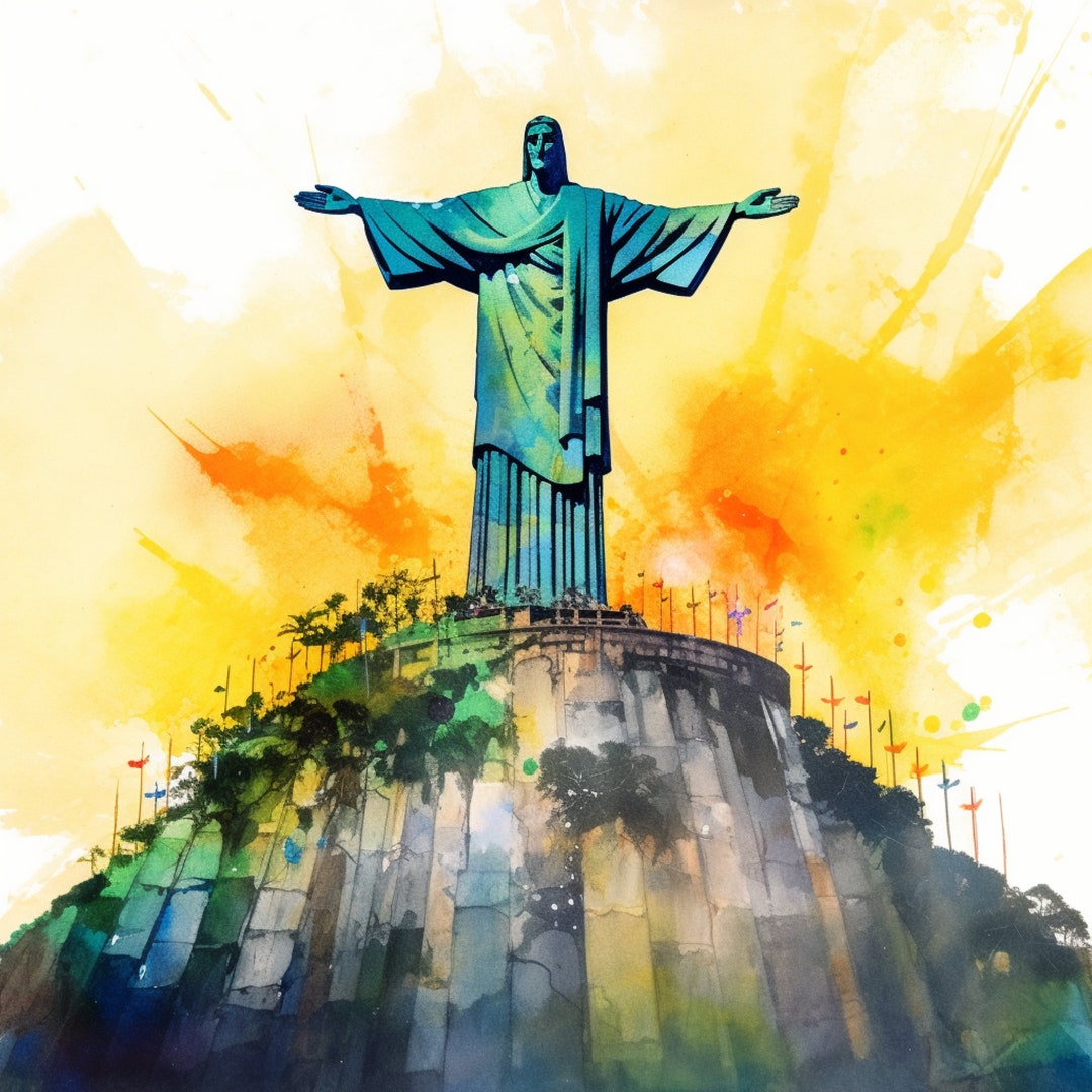 Christ the Redeemer Watercolor AI Digital Download Digital Art Digital ...