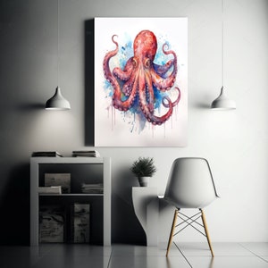 Octopus Watercolor AI Digital Download Digital Art Animal Digital Image ...