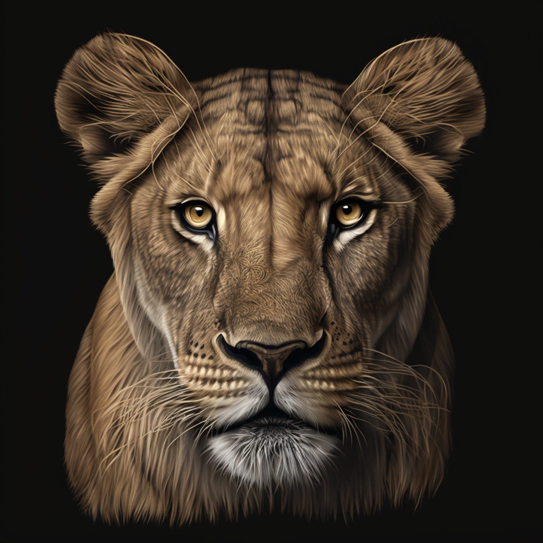 Female Lion Vector AI Digital Download Digital Art Animal Digital Image ...