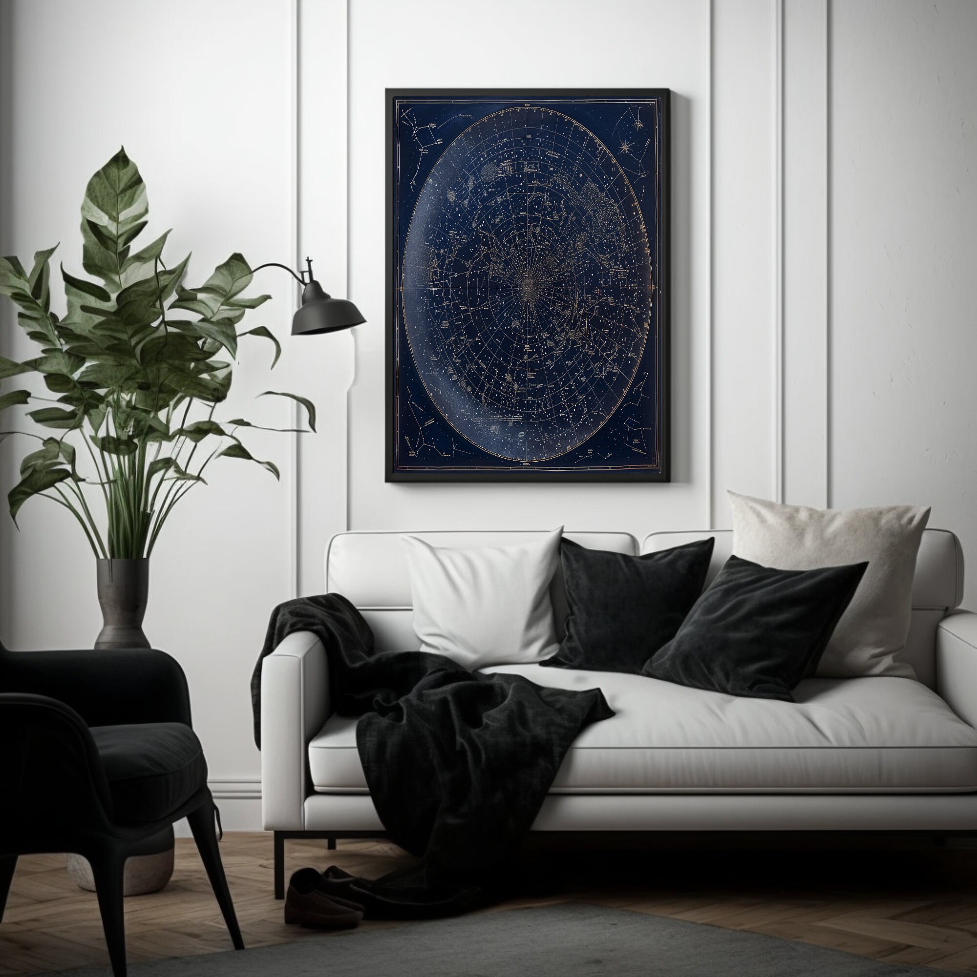 Vintage Celestial Star Chart Digital Art AI Digital Download Digital ...