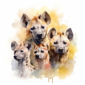 Hyena Color and Watercolor 2 Pack AI Digital Download Digital Art ...